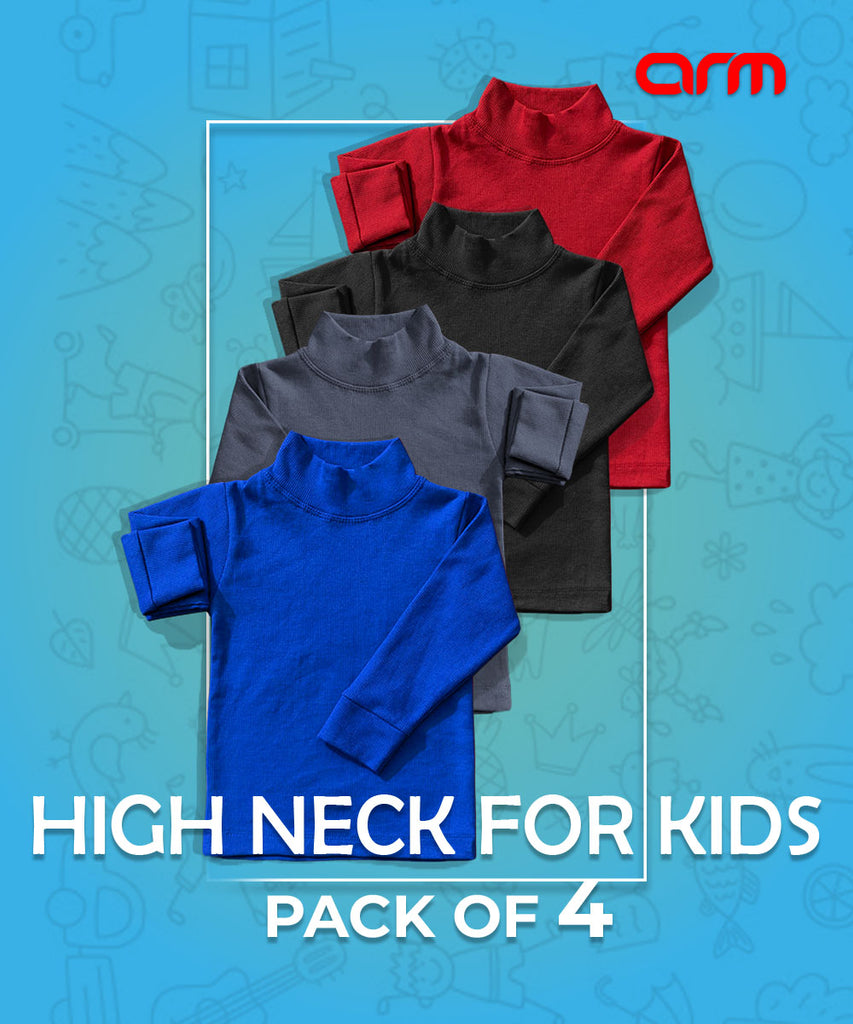 Pack Of 4 Random Color High Neck For Kids – ARM Apparels